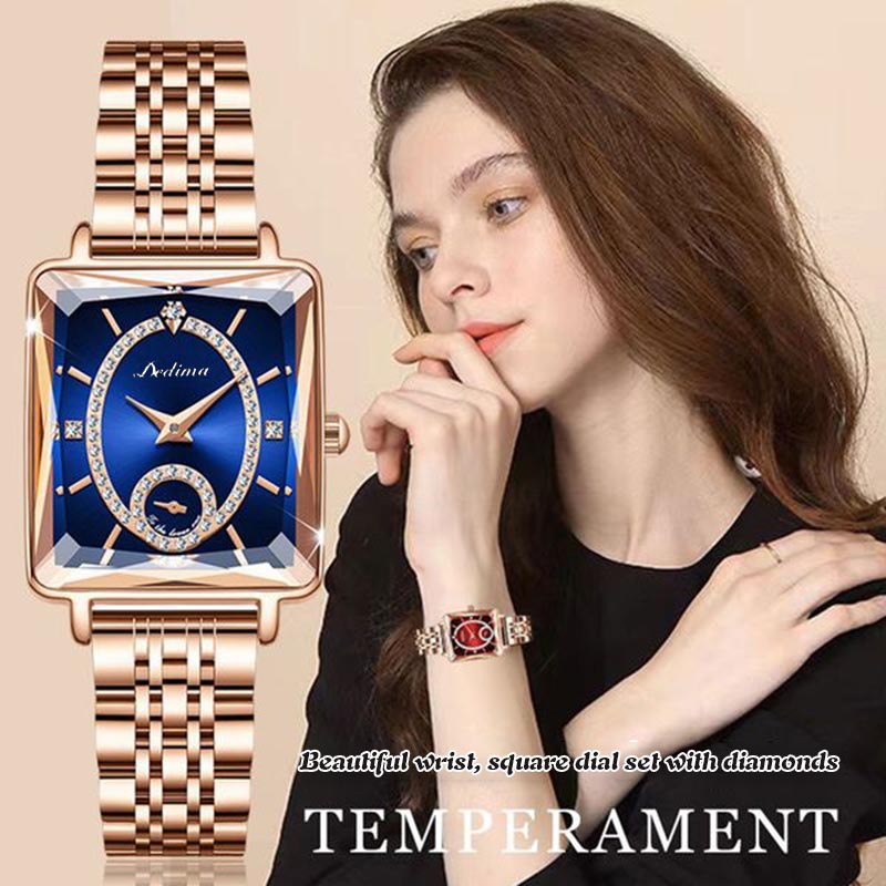 💎Fashion Square Ladies Rose Gold Diamond Watch⌚ – shopingmally